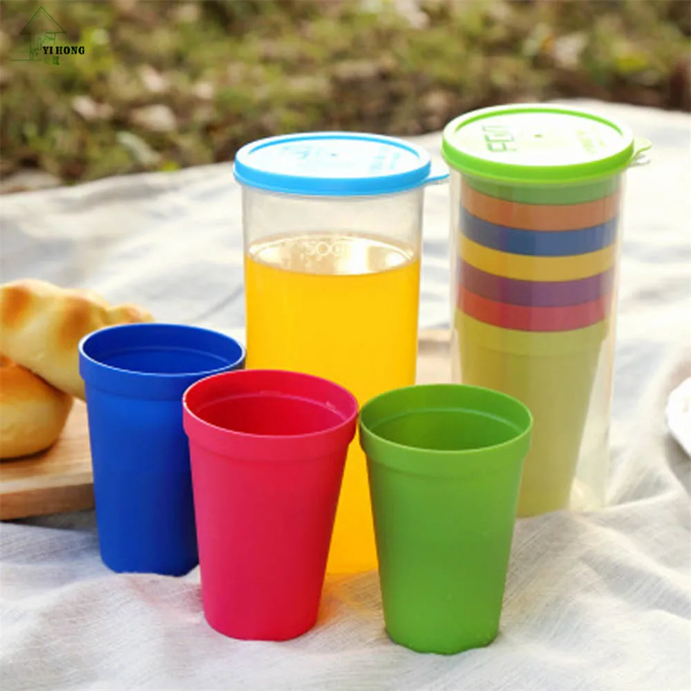 7 color rainbow cup plastic cup, household products, kitchenware ...