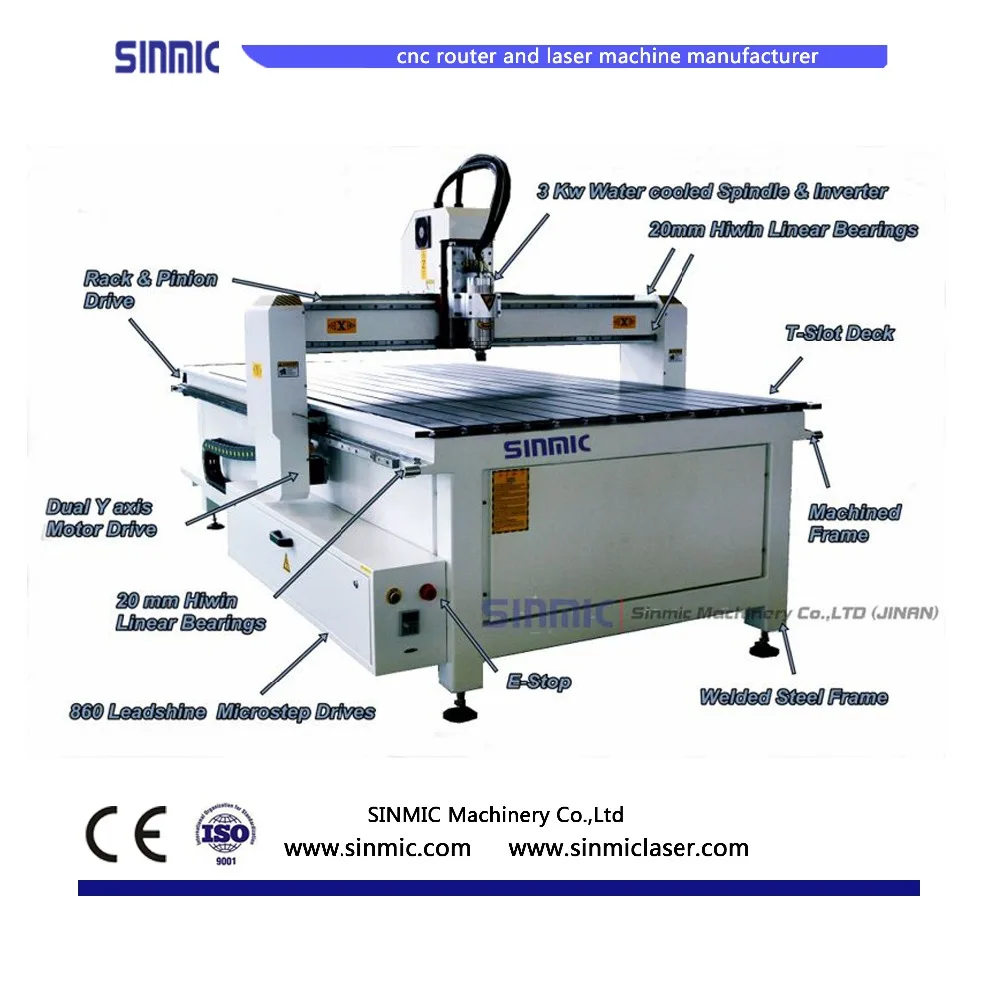 SINMIC Hot sale Jinan multifunctional 1325 high quality T slot cnc ...