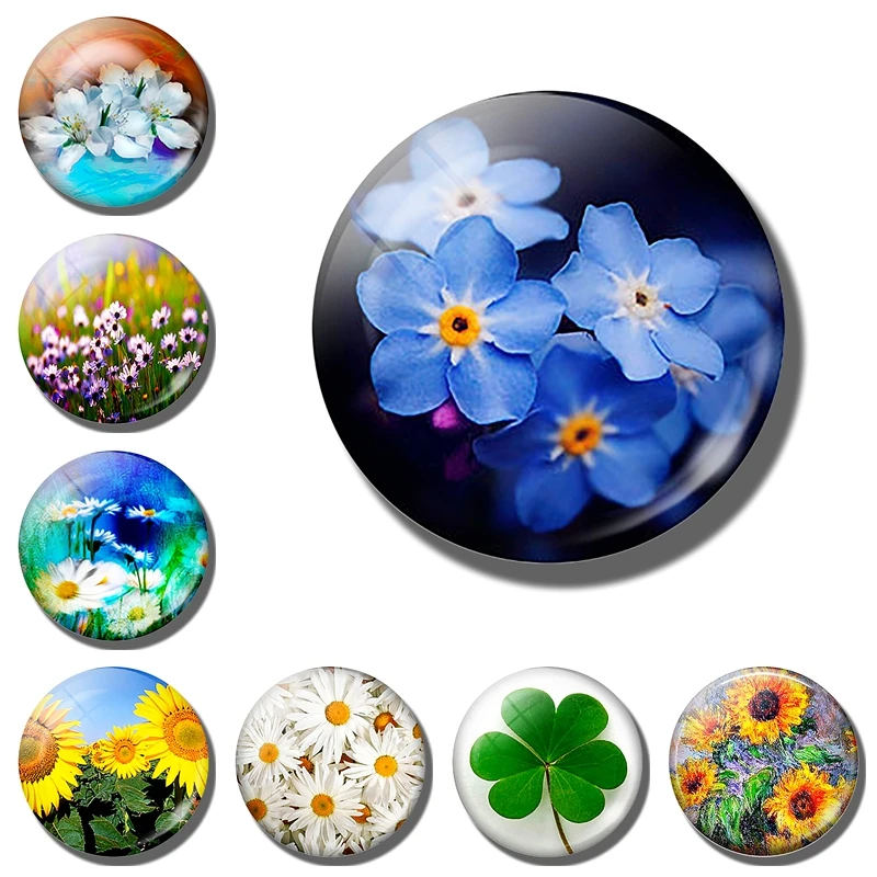 Flower daisy sunflower lily Clover refrigerator magnets blue Wild ...