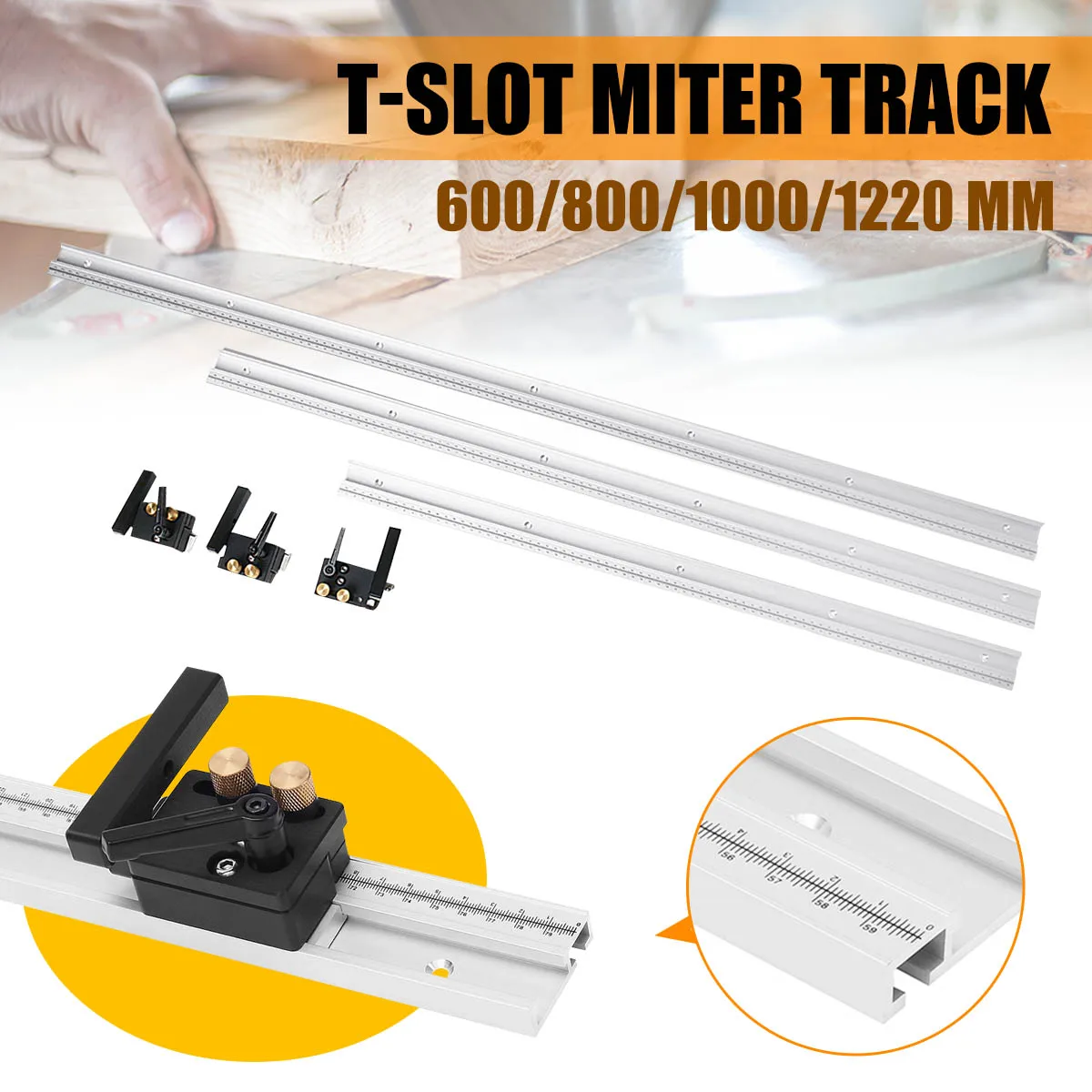 600/800/1000/1200mm Aluminum Alloy T Track Woodworking T slot Miter ...