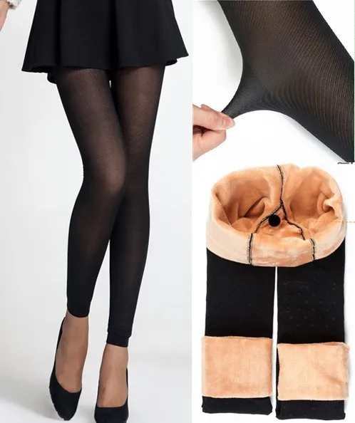 High Quality Women's Winter Faux Skin Color Sexy Black Leggings Fashion ...