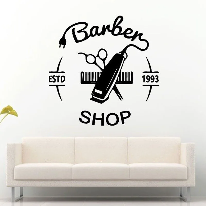 Scissors Hair Clipper Wall Stickers For Barber Shop Vinyl Wall Decals