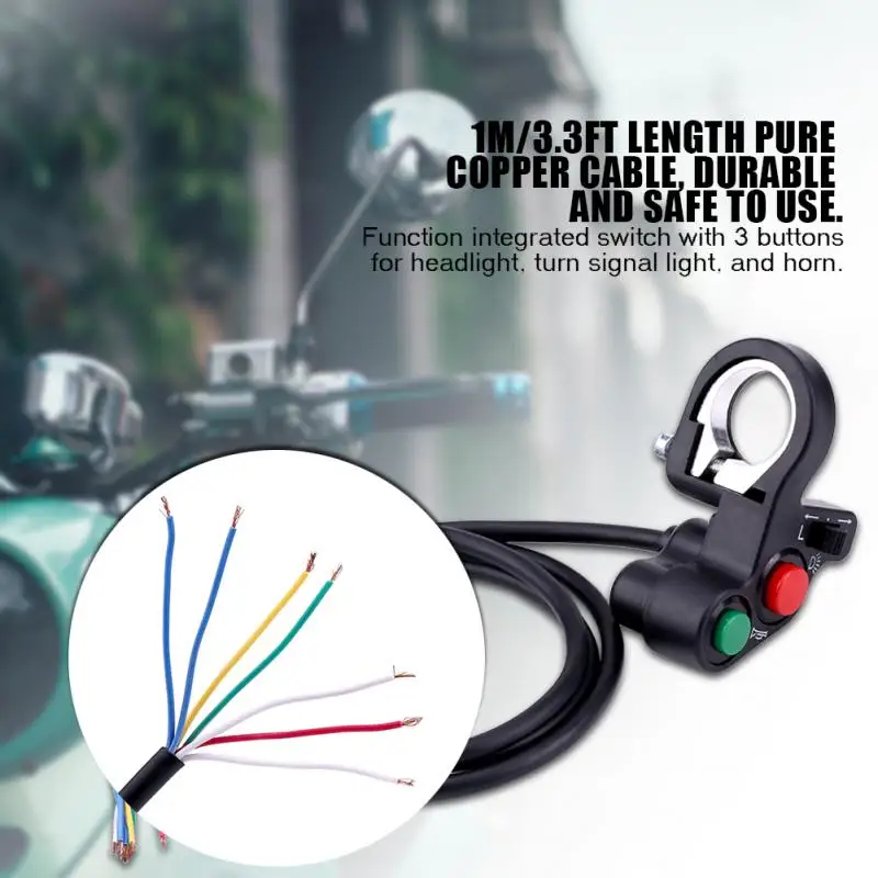 Motorcycle Handlebar Switch Headlight Turn Signal Light Horn On/Off ...