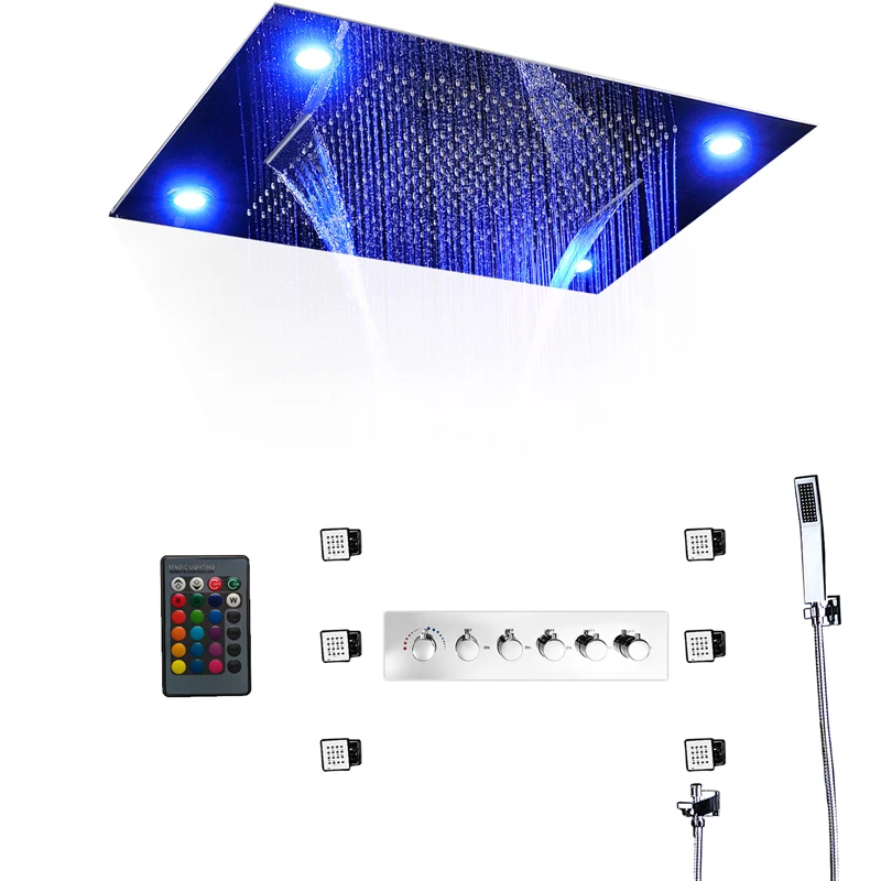 Remote Controll LED Shower System Embedded Ceiling Mounted Luxurious ...