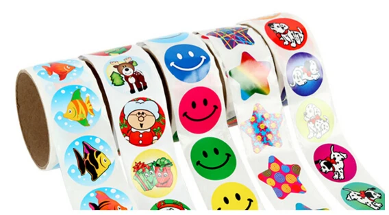 10 rolls(1000 stickers)/lot Cute Cartoon Paper Stickers Rolls for Kids ...