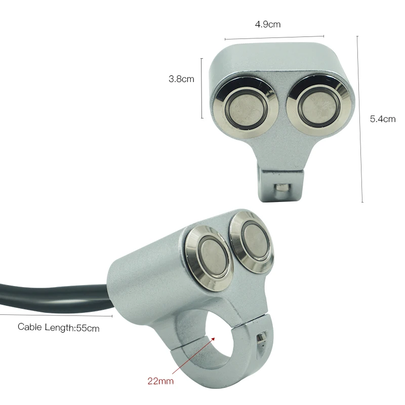 7/8'' 22mm Motorcycle Switches Handlebar Mount Headlight Hazard Brake ...