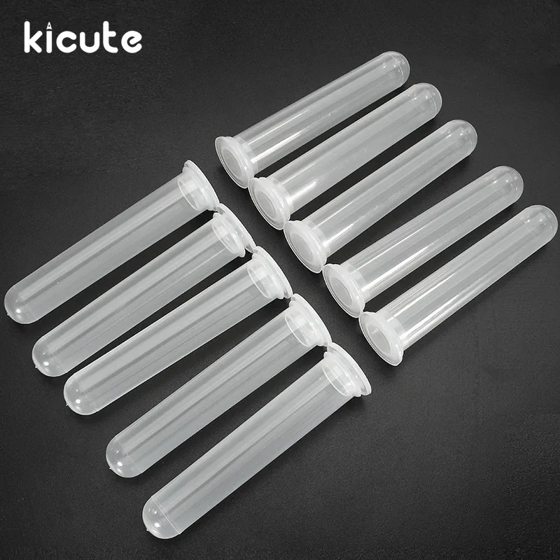 Kicute 10 개대 20ml 마이크로 원심 분리기 테스트 튜브 투명 플라스틱 바이알 컨테이너 스냅 캡 뚜껑 실험실 샘플