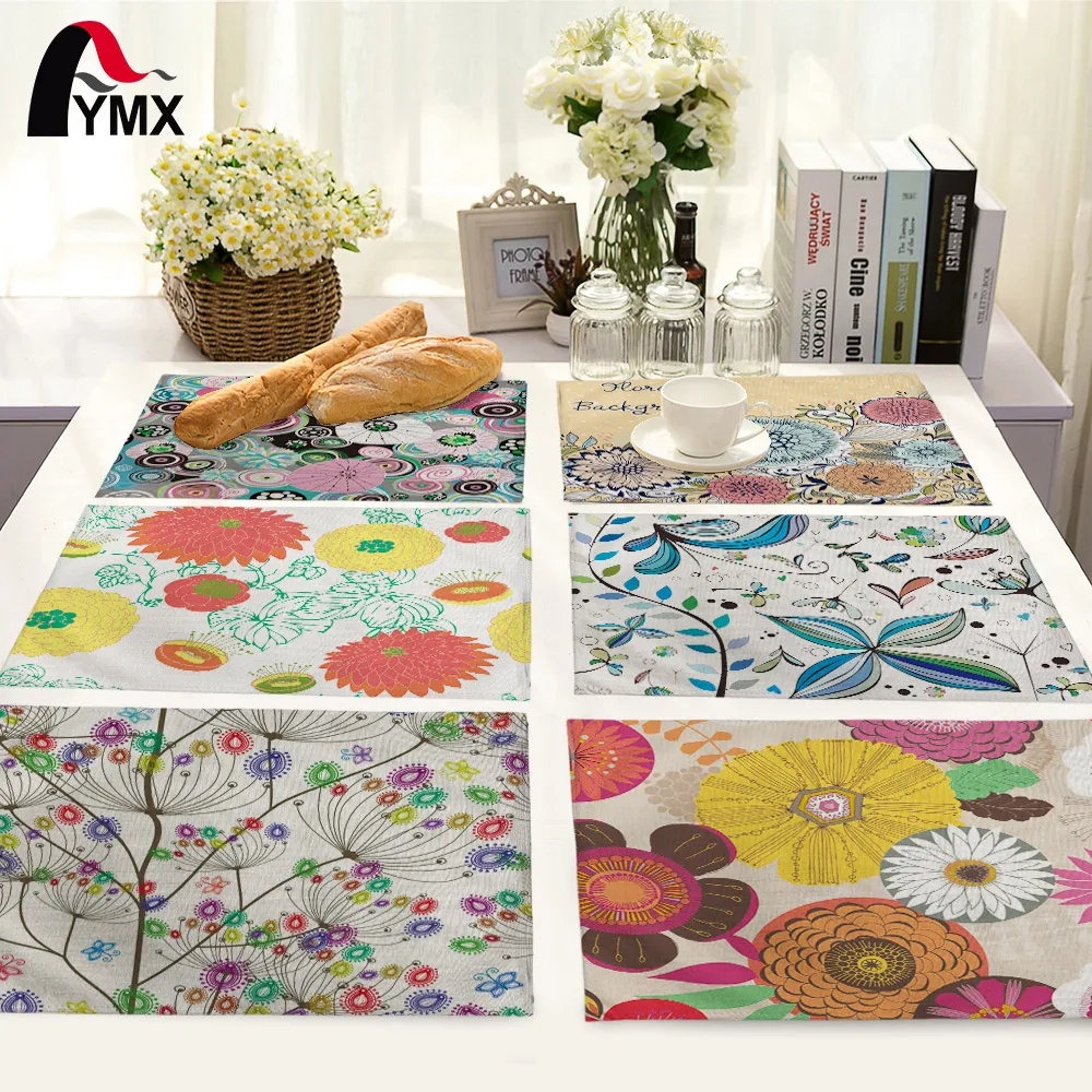 Beautiful Flower Pattern Table Mat Dining Accessories Table Napkin For ...