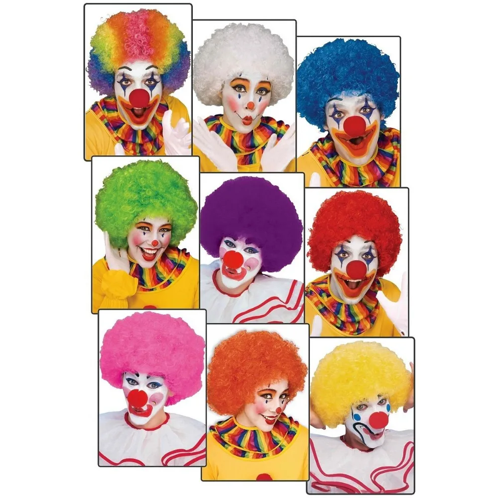 Bright Color Afro Wig Circus Clown Costume Accessory Adult Halloween ...