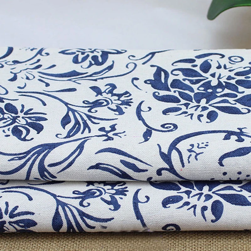 50cm*140cm Chinese blue and white porcelain print cotton Fabric ethnic ...