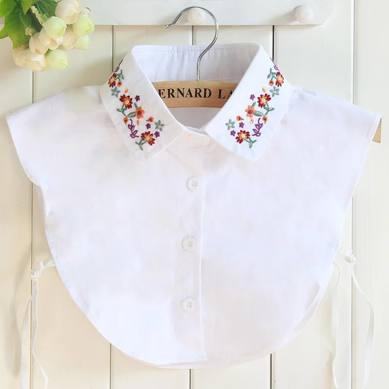 Women Fashion Detachable Collars Girl Winter Cotton Embroidered Fake ...