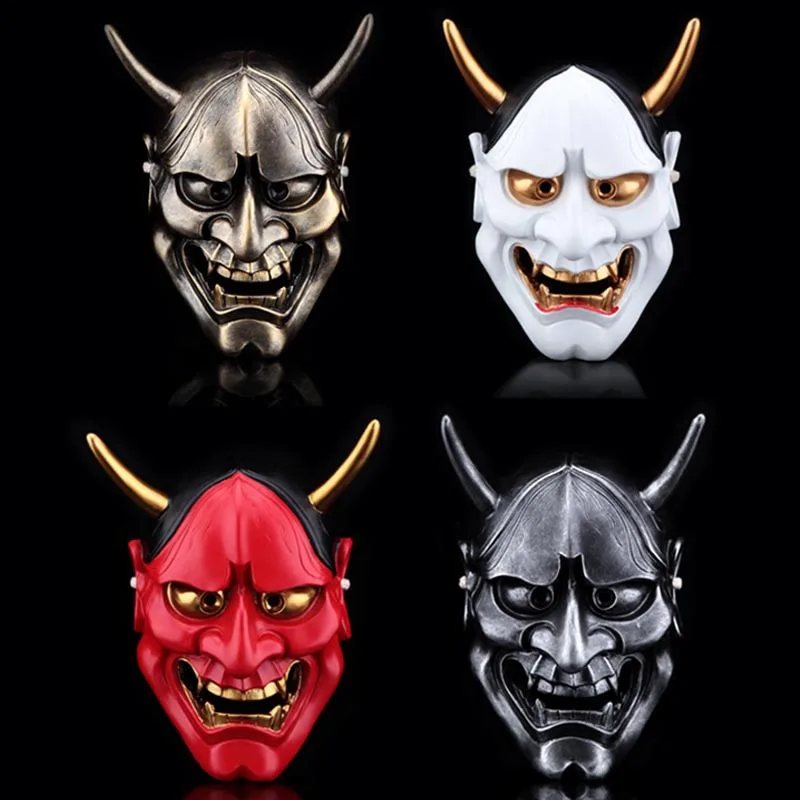 White Red Bronze Silver Black Resin Hannya Mask Carnival Halloween ...