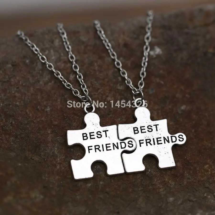 2pcs Best Friend Necklace Pendant Handstamped Friends Friendship Half a ...