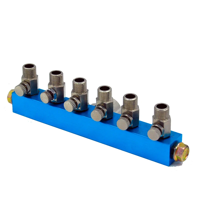 6 Way Airbrush Air Hose Splitter and Regulated Metering Manifold, one 1 ...