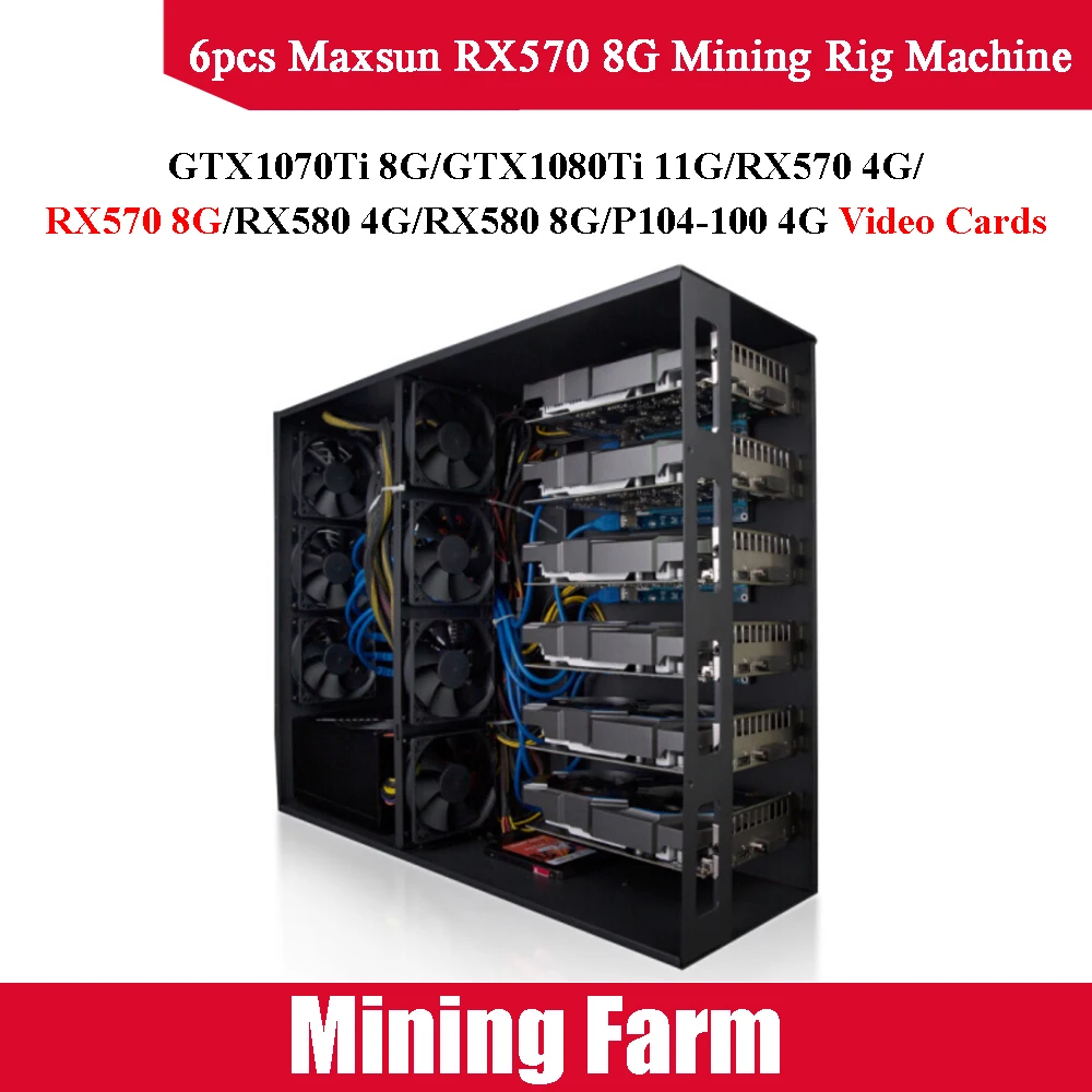 Mining Rig machine 6pcs MAXSUN RX570 8G Graphics cards 256bit 7000MHz ...