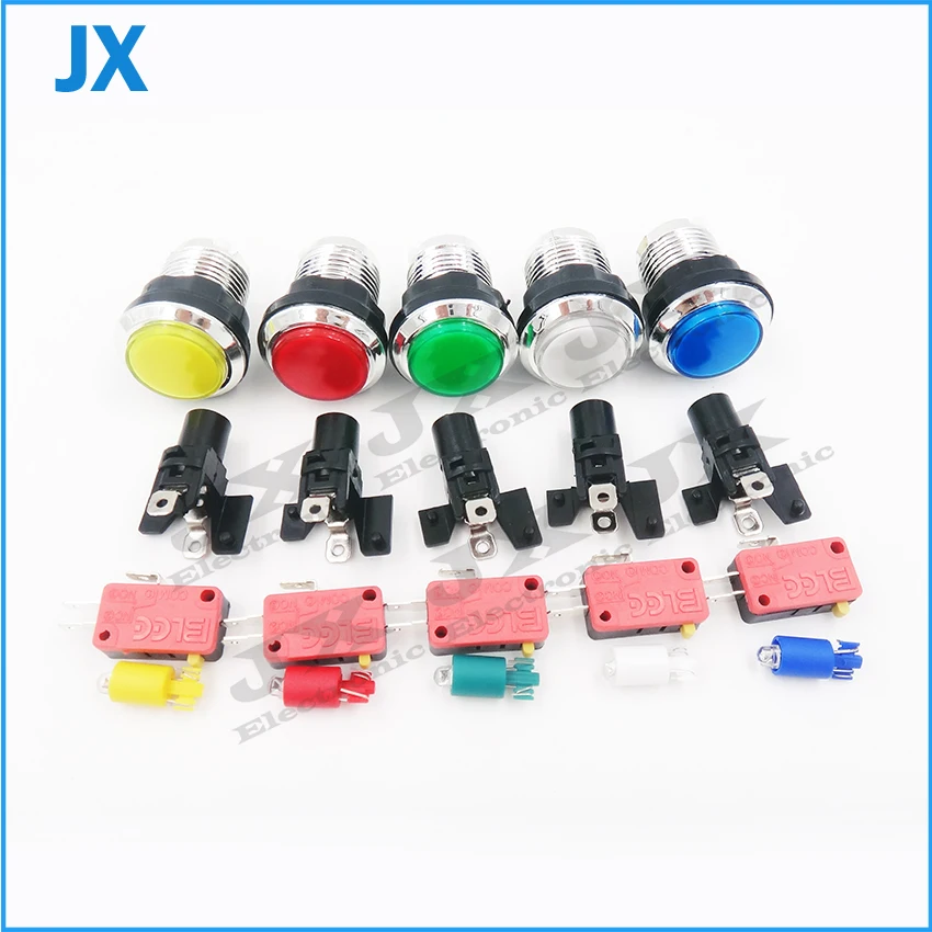 20 Pcs Arcade Button Of Silver Plated Illuminated Push Button For ...