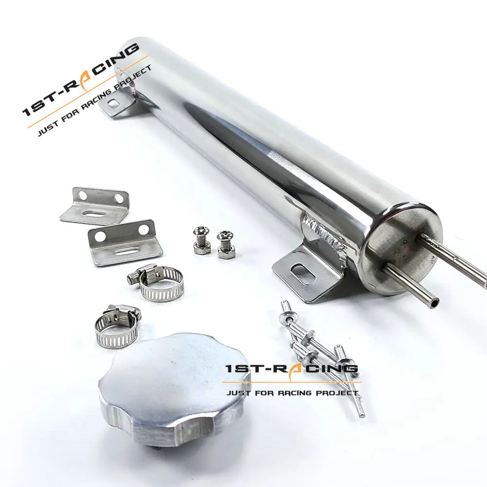 Universal 2" x 15" Stainless Steel Radiator Overflow Tank Catch 22 oz ...