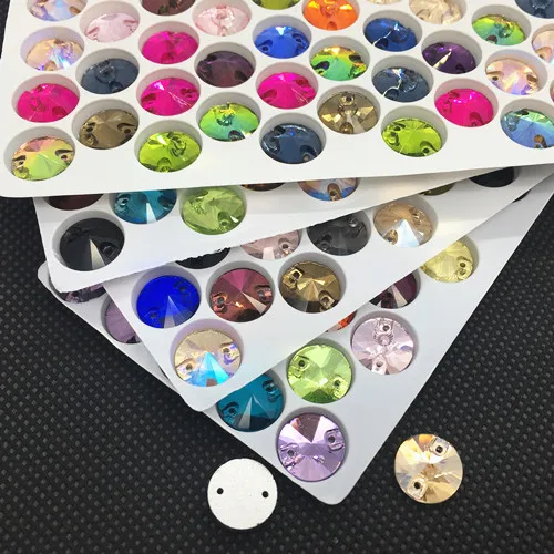 14mm 3200 Rivoli Crystal Colors Glass Sew On Rhinestones Sewing
