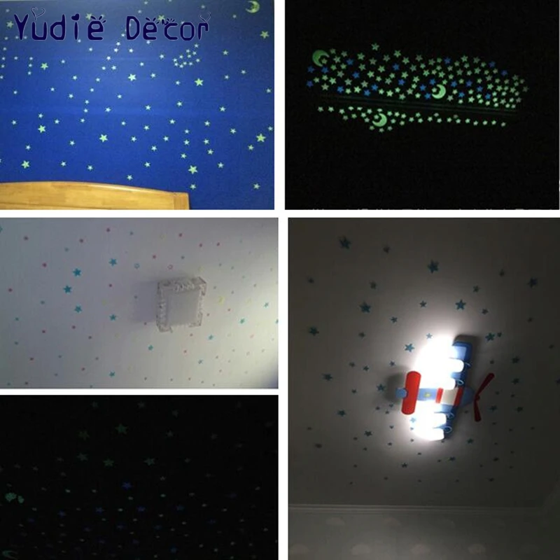 50Pcs Kids Bedroom Energy Storage Fluorescent Glow In The Dark Stars ...