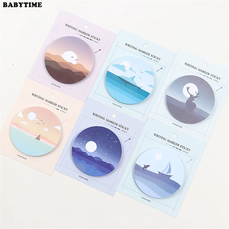 2 PC Beautiful Landscape Paintings Sticky Notes Post It Adhesive Memo ...