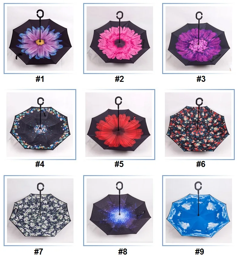 40pcs High Quality Windproof Reverse Double Layer Inverted Umbrella ...