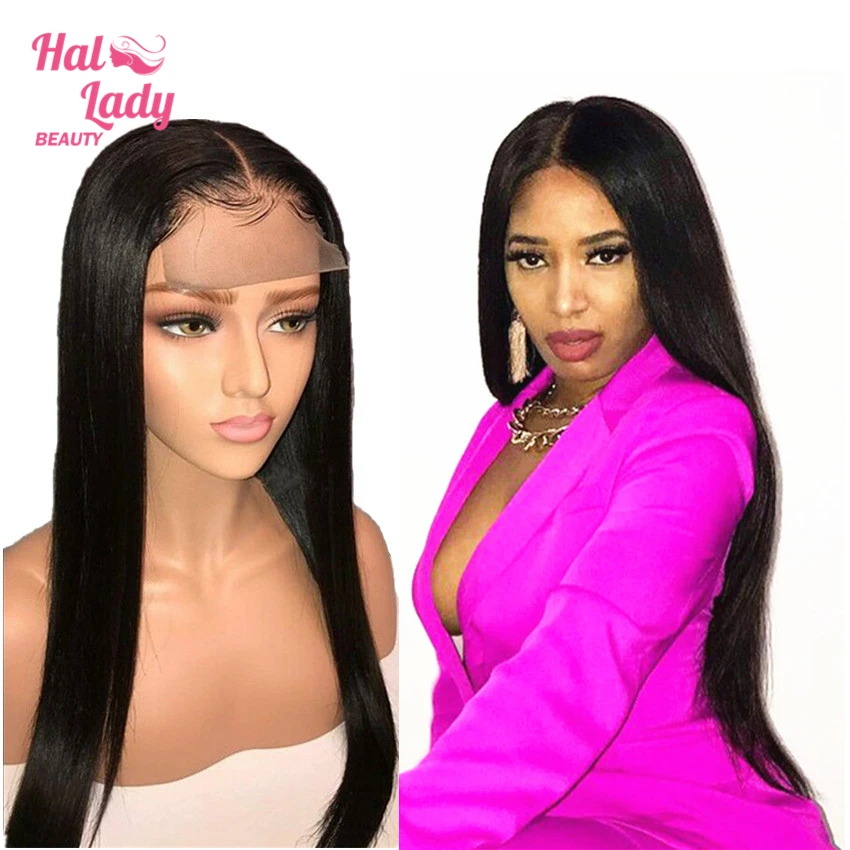 Halo Lady Beauty 44 Lace Front Human Hair Wigs Brazilian Hair Weave Straight Lace Front Wig