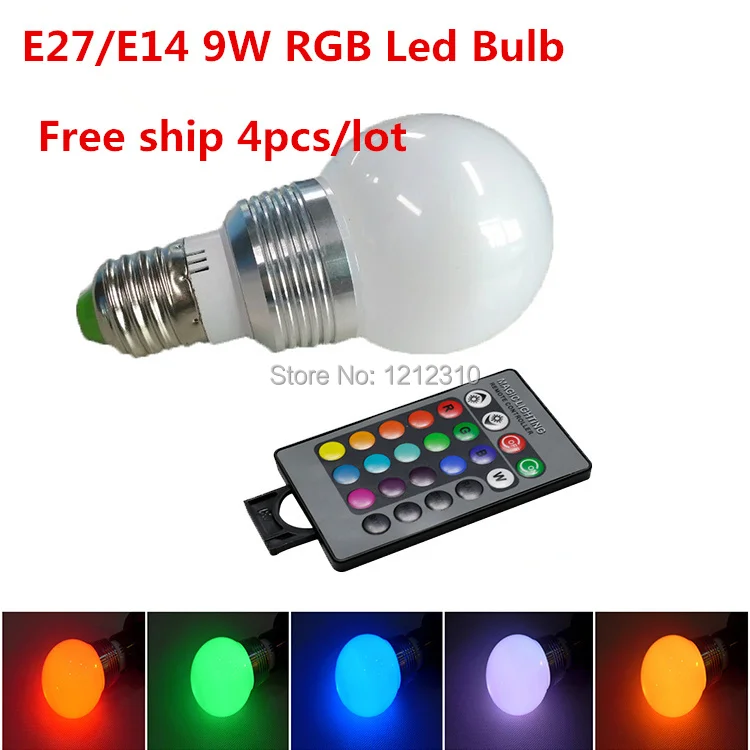 LED RGB Bulb E27/E14 9W 15W Remote Control Color Changing LED Wall ...