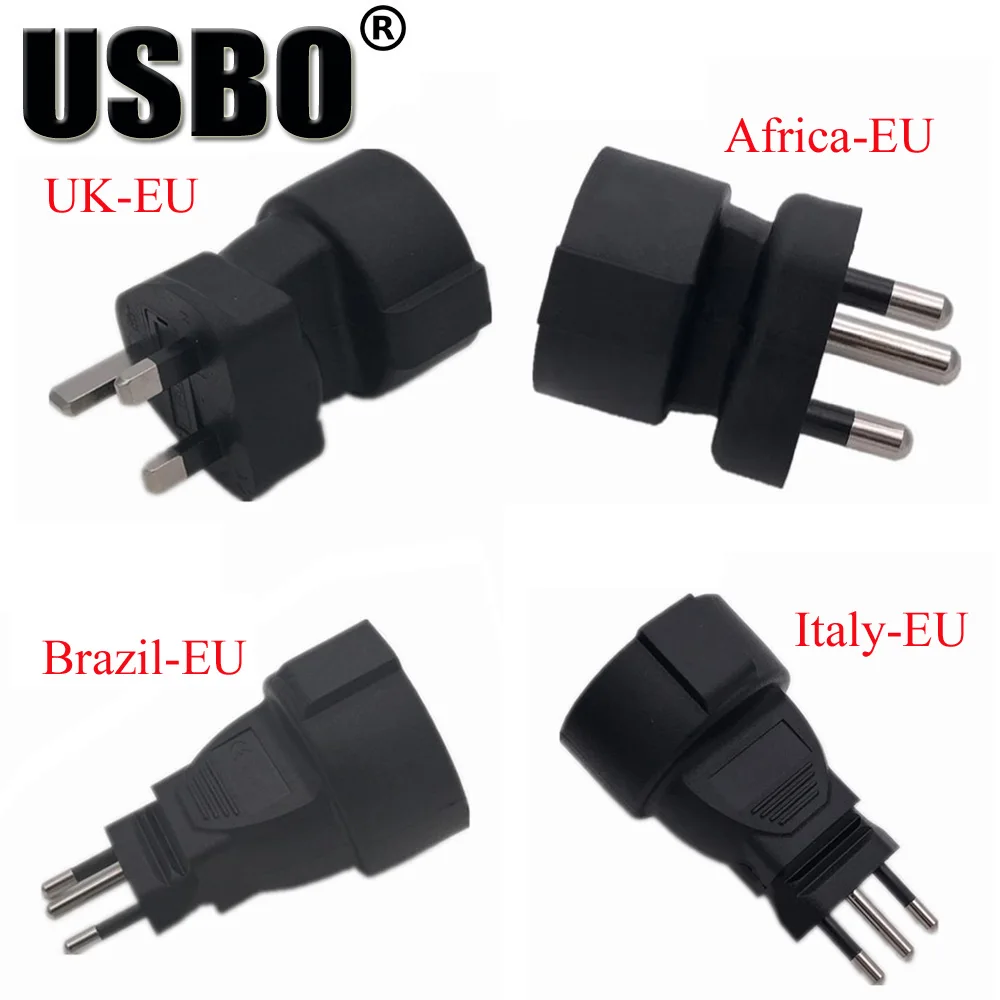Black 10A 250V copper EU Germany Frence AC power adaptor plug AU/UK/US ...