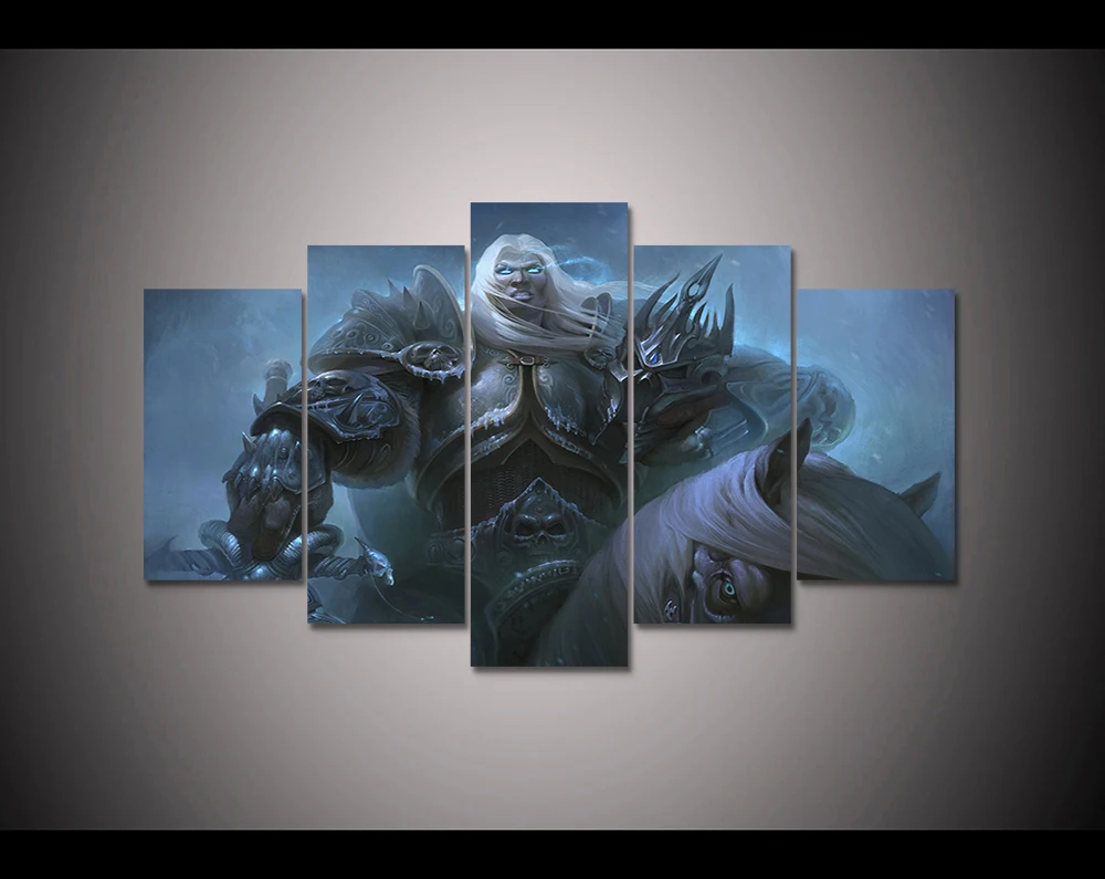 5 panel HD printed canvas painting world of warcraft poster canvas ...