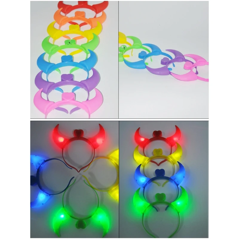 LED Devil Horn Light Up Headband Flashing Horn Halloween Christmas ...