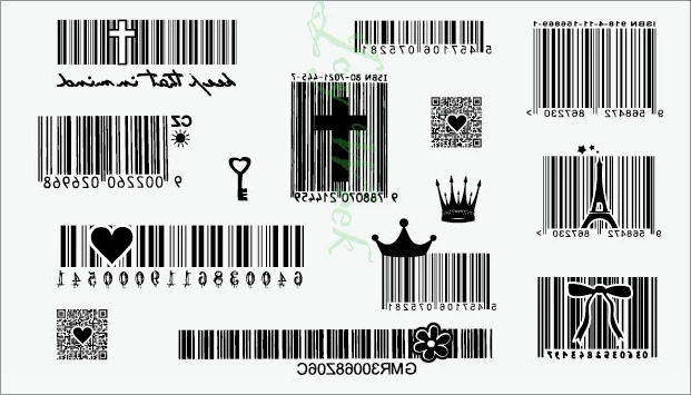 Waterproof Temporary Tattoo Sticker Surf barcode code tattoo Two ...