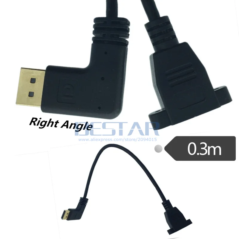 0.3m Gold DisplayPort DP Male Up & Down & Left & Right 90 Degree Angle ...