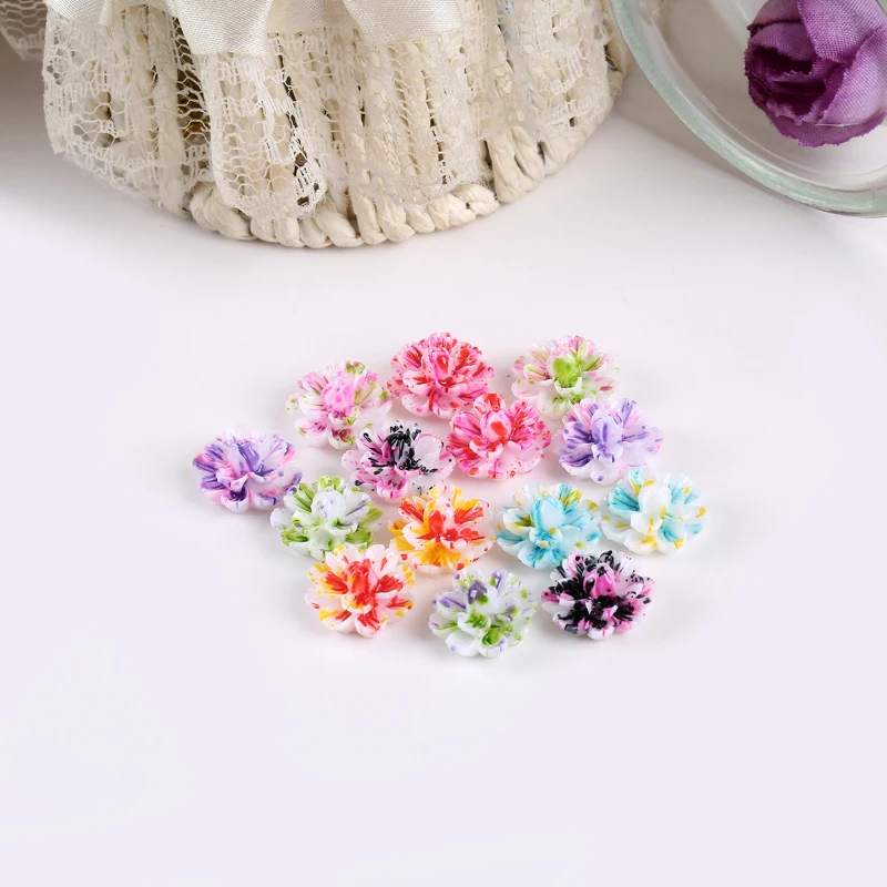 50pcs/lot 14mm Cute Daisy Flower Flatback Resin Cabochons Scrapbook Diy ...