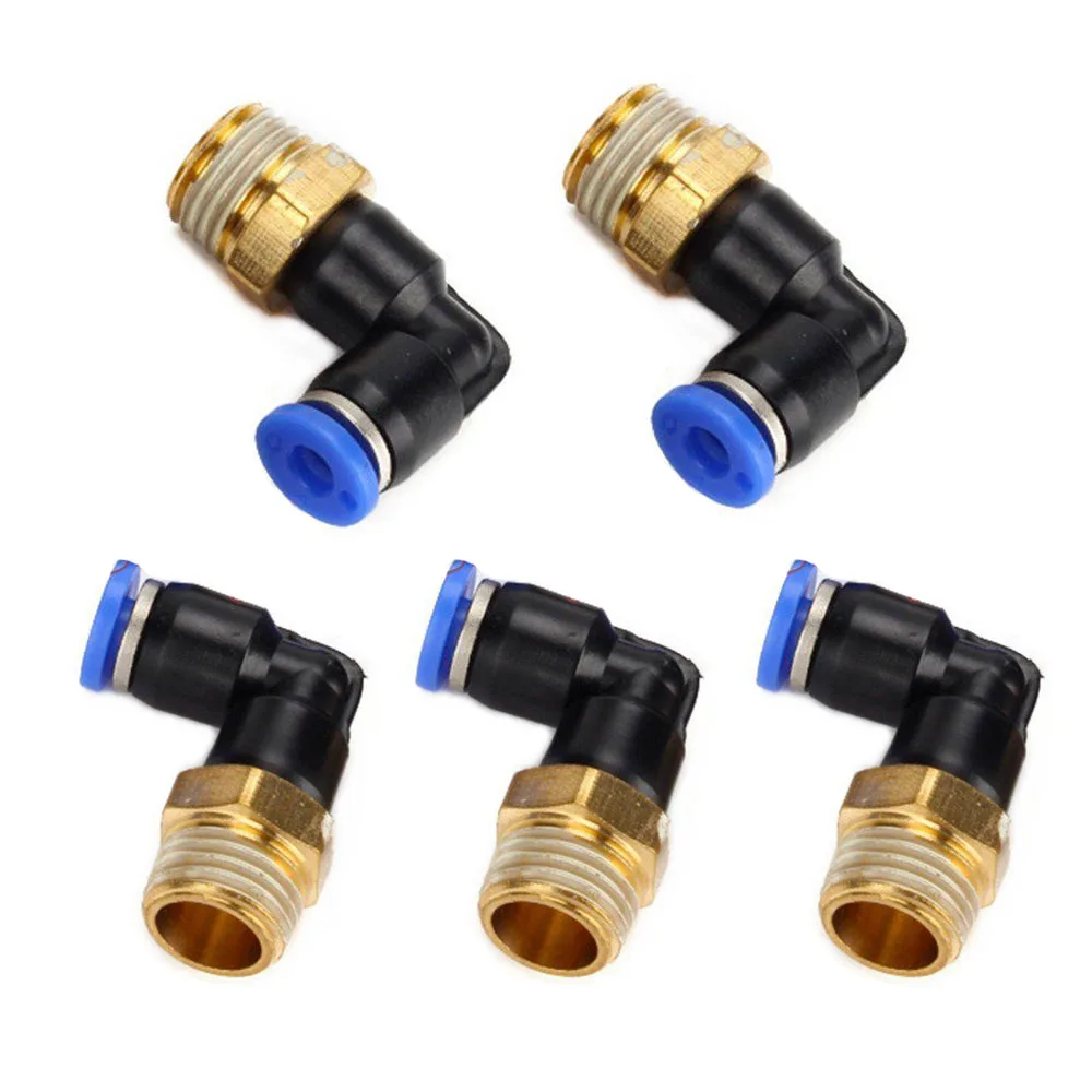 5x Elbow Pneumatic Jointer Quick Connector Fittings 1/4"" BSPT 4mm 90 ...