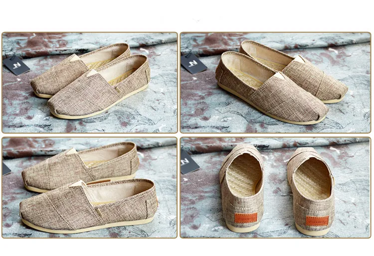 Summer Linen Shoes Men's Low-Top Canvas Shoes Breathable a Pedal Lazy ...