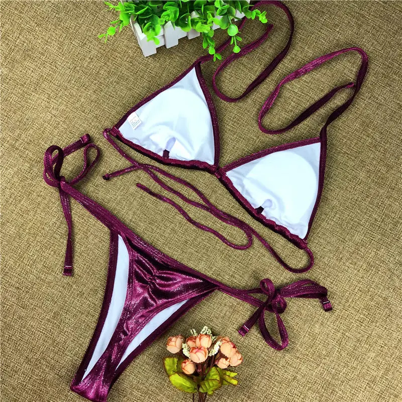 Bling-Bling Swimwear Women Bathing Suit Solid Swimsuit Triangle Bikini ...