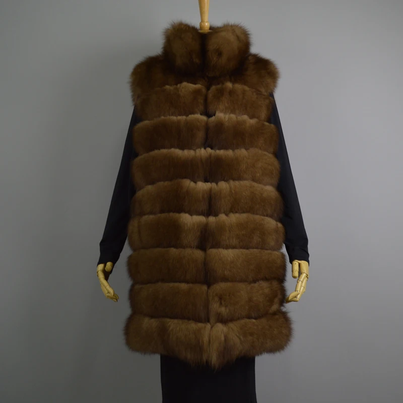 Womens Real Genuine Full Pelt Fox Fur Girls Warm Outware Vest