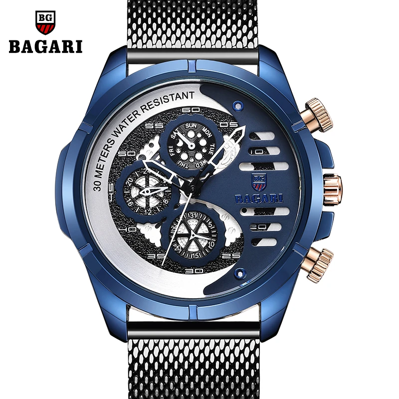 BAGARI Alloy Wrist Watch Business Design Relogio Masculino Sports Clock ...