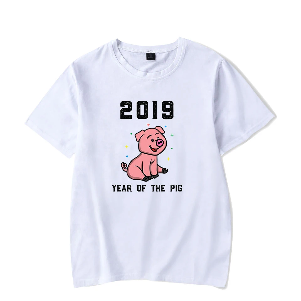 Camiseta con estampado de Año Nuevo del cerdo para mujer, ropa de moda ...