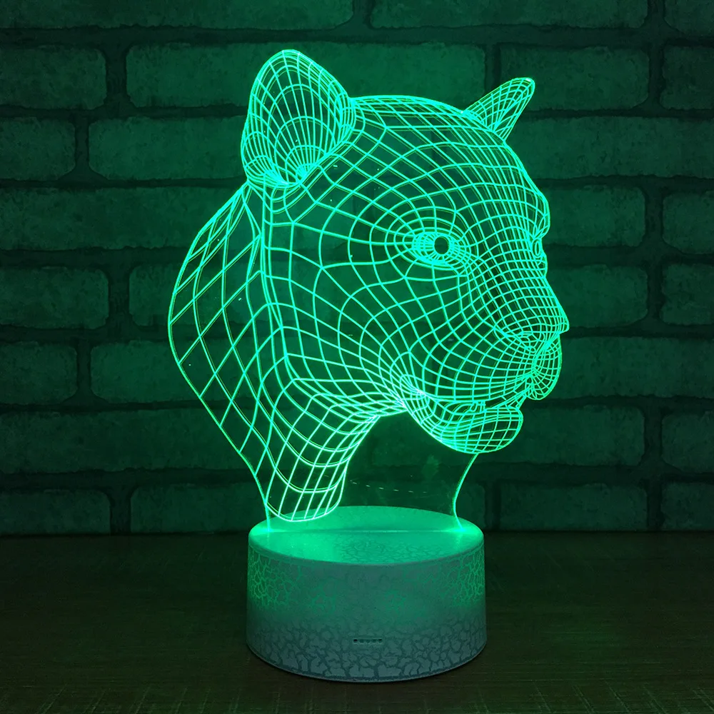 Leopard Head 3d Night Light Colorful Touch Acrylic Led Bedside Night ...