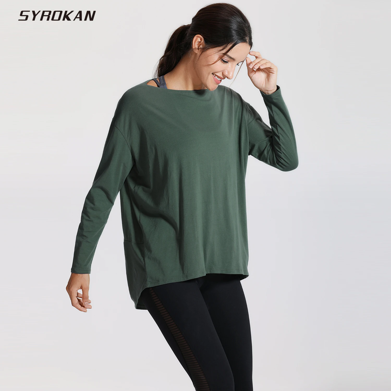 SYROKAN-Camiseta-informal-de-manga-larga-para-mujer-camiseta-de ...