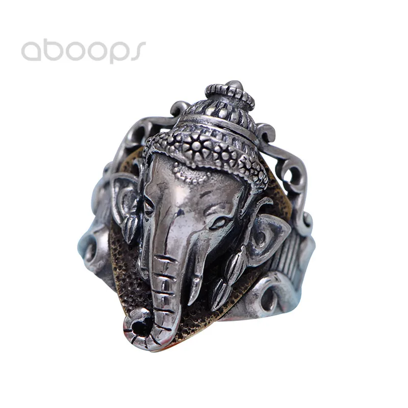 Bicolor 925 Sterling Silver Ganesha Ring-elephant God-for Men Women,free Shipping - Rings ...