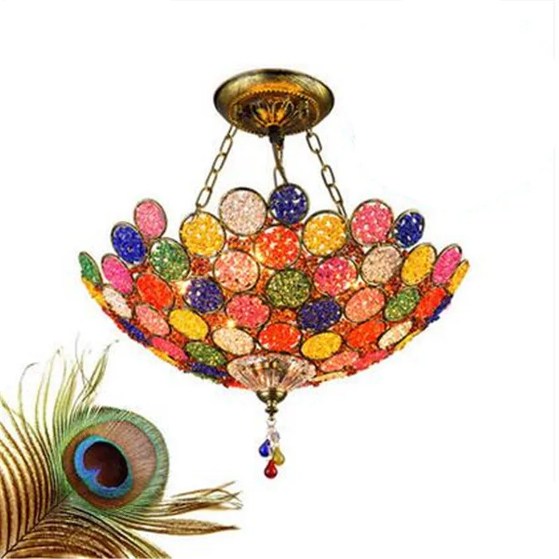Hand Made Bohemia Exotic Creative Colorful Crystal Led Chain Pendant ...