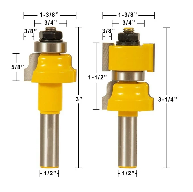 2 Bit Window Sash/ Glass Door Router Bit Set 1/2" Shank door knife ...
