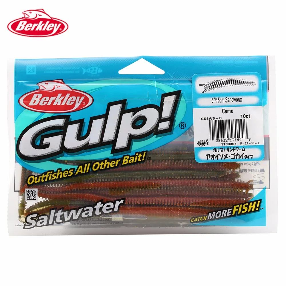 Berkley Brand GSSW6 10Pcs/Lot Soft Fishing Lure 15cm Worm Bait 3 Colors ...
