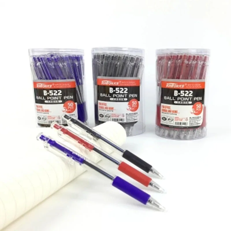 50 PCS /Lot 0.7mm Ballpoint Pen Black Red Blue ink Transparent Plastic ...