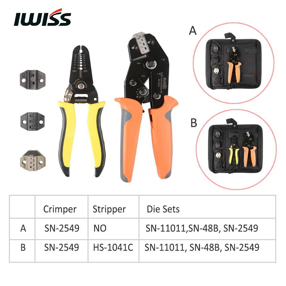 IWISS SN 2549 Crimp Tool Kit include SN 2549 Crimping Plier HS 1041C ...