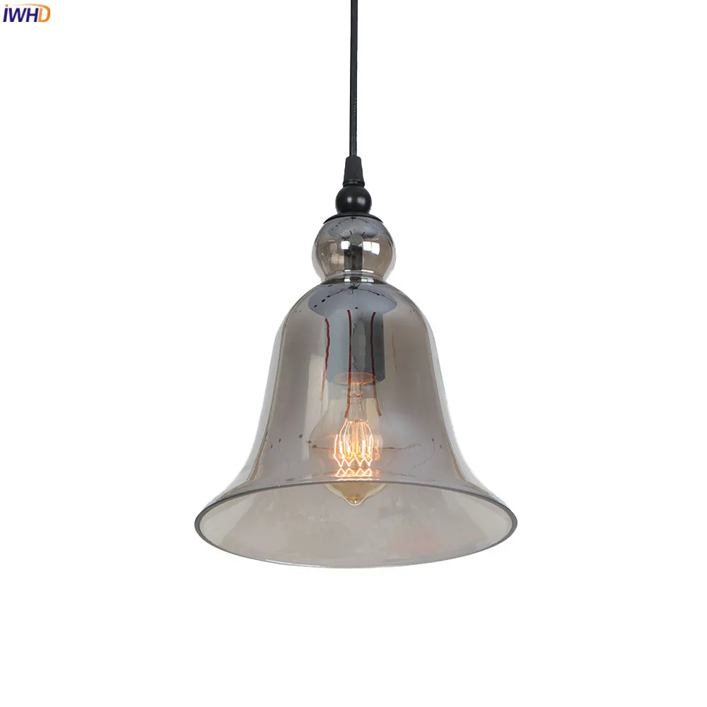 IWHD Smoke Glass LED Pendant Light Fixtures Dinning Living Room Loft ...