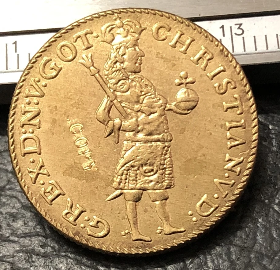 1682 Denmark 1 Dukat-christian V Gold Copy Coin - Non-currency Coins ...