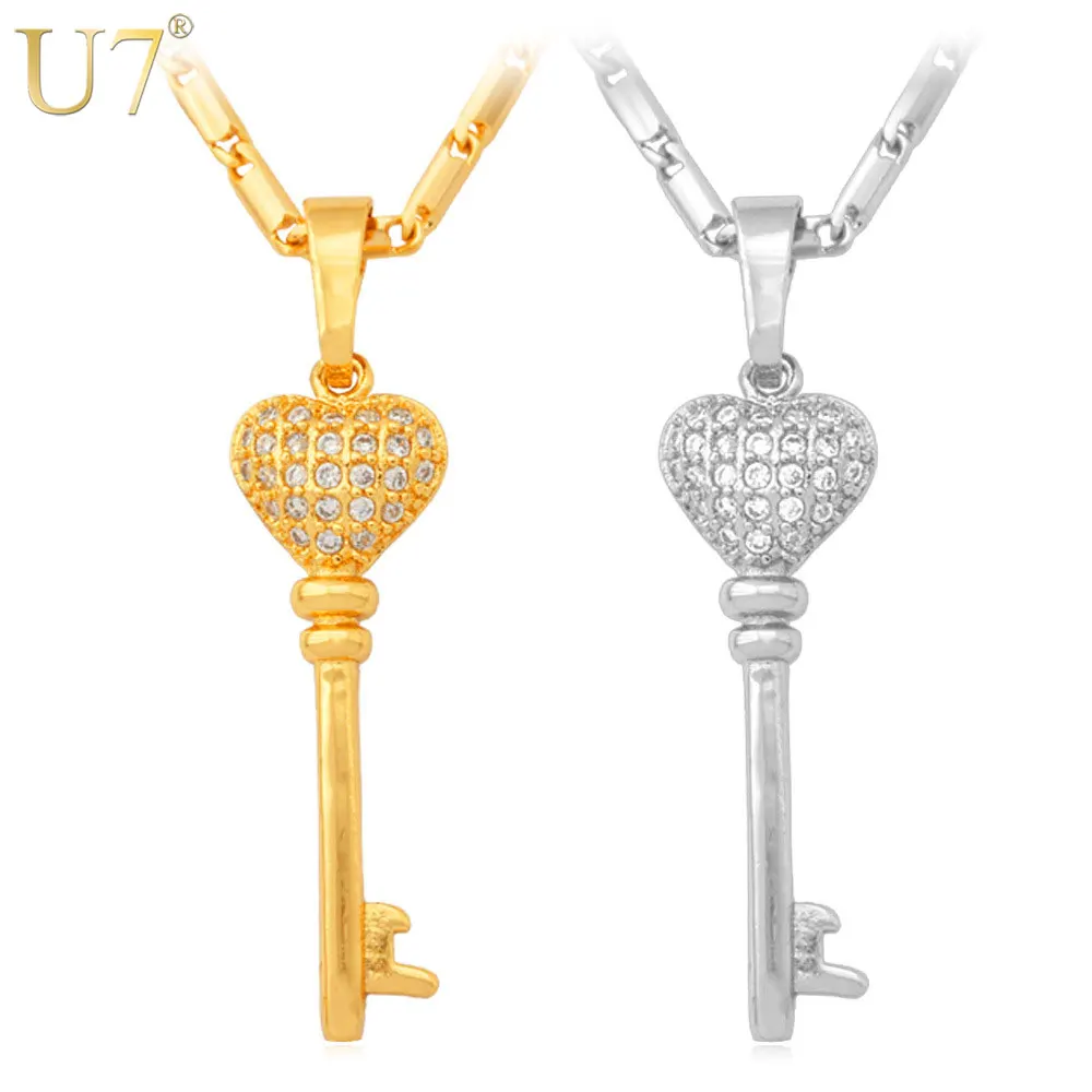 U7 Key Chain Necklaces & Pendants Fashion Jewelry Gold/Silver Color ...